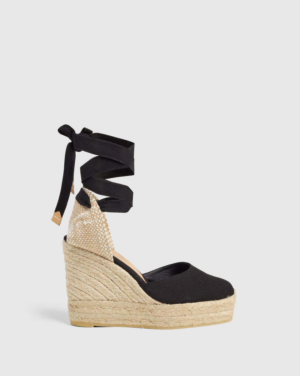 BLACK CLOSED TOE WEDGES CARINA MADE WITH CANVAS WITH 11 HEIGH | CASTAÑER